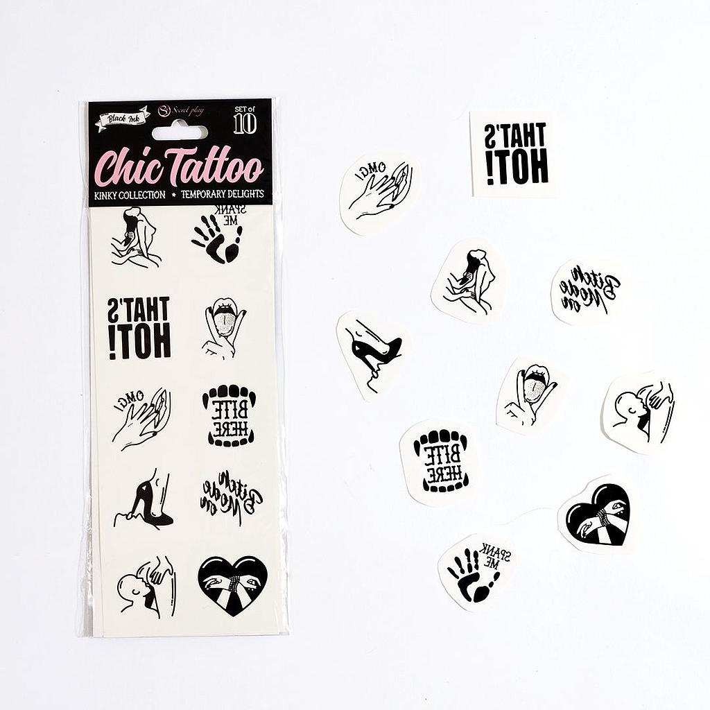 SET of 10 TEMPORARY TATTOOS - KINKY COLLECTION Cod. 6260 | Secret Play